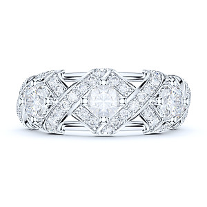 PRSTANI Sterling Silver Luxury Vintage Crisscross Crown 3-Stone Round Brilliant Cut Genuine Moissanite Ring For Women Promise Ring Wedding Band (8)