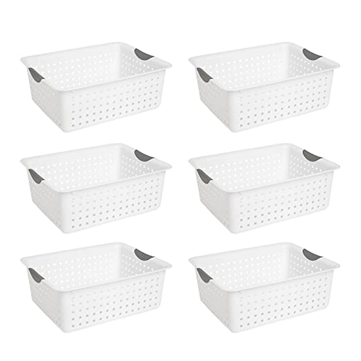 Sterilite Set of Ultra Plastic Storage Bin Baskets with Handles Including 6 Large and 6 Deep Containers for Household Organization, 12 Pack