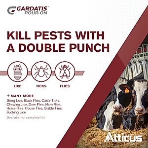 Gardatis Pour-On Insecticide with IGR (1/2 Gal) by Atticus - Control Lice, Flies, and Ticks on Cattle and Horses - Compare to Clean-Up II - Permethrin 5.0% and Diflubenzuron 3.0%