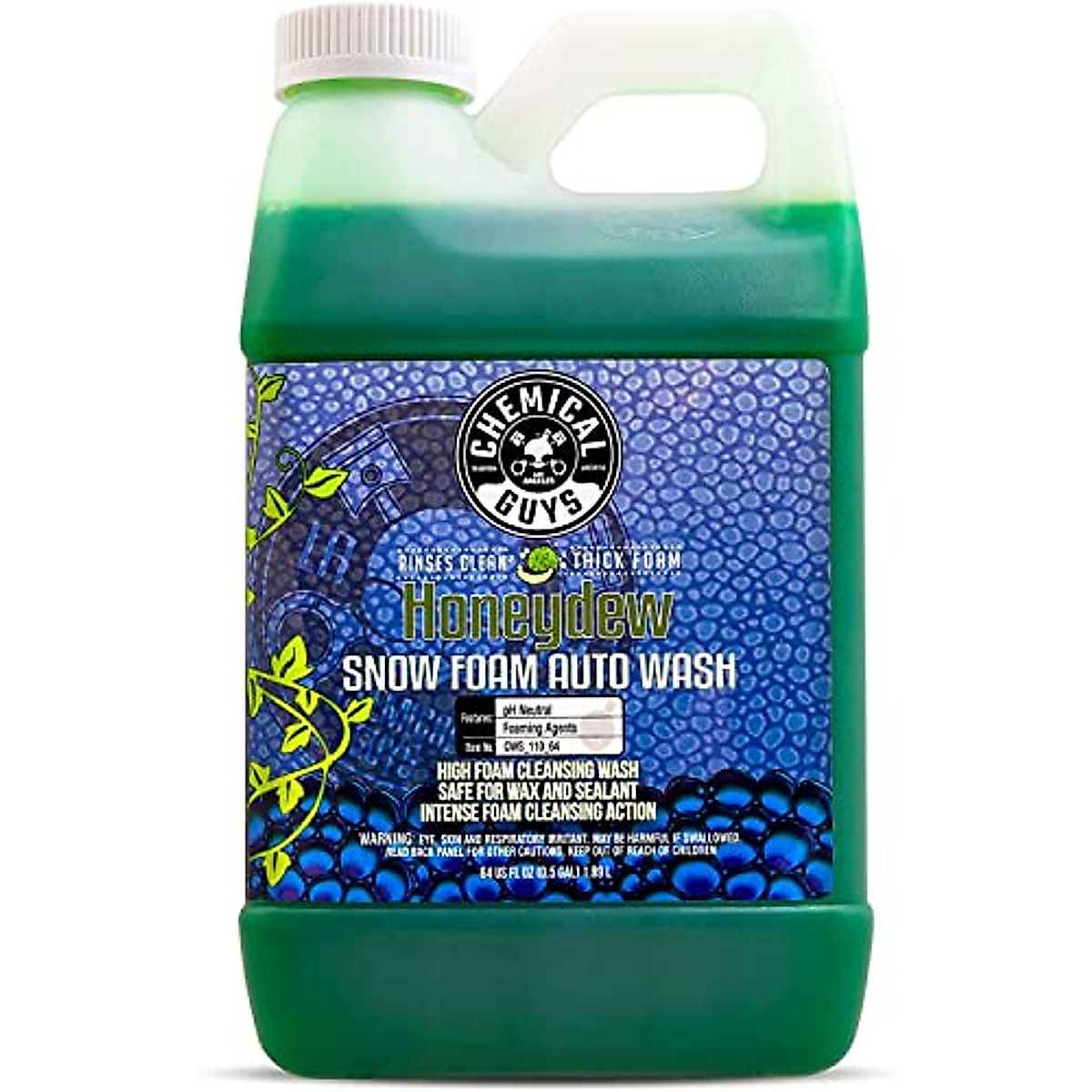 Chemical Guys CWS_110_64 Honeydew Snow Foam Car Wash Soap (Works with Foam Cannons, Foam Guns or Bucket Washes) Safe for Cars, Trucks, Motorcycles, RVs & More, 64 fl oz (Half Gallon), Honeydew Scent