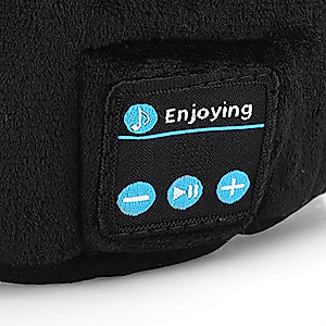 Wireless Bluetooth 5.0 Eyeshade, Intelligent Sleeping Stereo Headphone Music Blindfold, with Simple Button, Charging Cable, for Travel, Men, Women(Black)