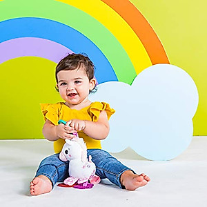 Bright Starts Unicorn Sparkle & Shine Plush Take-Along Stroller or Carrier Toy, Ages 0 Month+, Pink, 1 Count (Pack of 1)