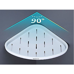 Floating Bathroom Organizer Corner Shower Caddy Shelf. Wall Mount With Extra Strong Self Adhesive, No Drilling, Easy Drainage and Rustproof. (White/Gray)