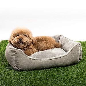 Hollypet Rectangle Plush Dog Cat Bed Self-Warming Pet Bed, Pure Gray