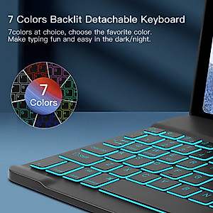 JUQITECH Backlit Keyboard Case for Samsung-Galaxy-Tab A8 10.5 2022 Smart Soft Case with Bluetooth Keyboard for Galaxy Tab A8 10.5" SM-X200/X205/X207 Detachable Wireless Keyboard Tablet Cover, Black