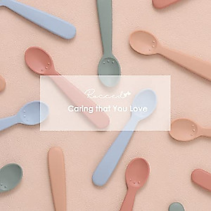 ROCCED Silicone Baby Spoons Set of 4, Baby Feeding Spoons First Stage Baby Infant Spoons Baby Training Spoon Self Feeding Soft-tip Spoons for Infant Baby Utensils Feeding Supplies 3M+