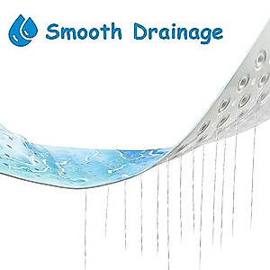 Topotdor Abstract Bathtub Mat Non Slip for Shower Tub, 40 X 16 Inch Extra Long Bath Mat for Adults & Kids, Blue Marble Shower Floor Mat with Suction Cups & Drain Holes, Machine Washable