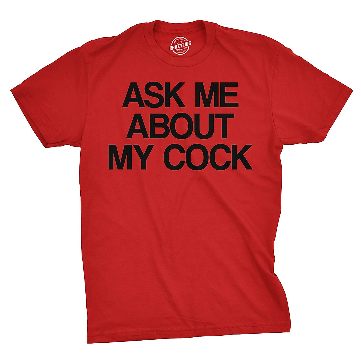 Ask Me About My Cock Flip Up T-Shirt Funny Sarcastic Rooster Chicken Tee Funny T Shirts Flip Apparel for Men Cool Adult Humor T Shirt Novelty Tees for Guys Red L