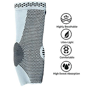 NeoTech Care Ankle Support Brace - Breathable - Men, Women, Right or Left - Gray (Size L, 1 Pair)