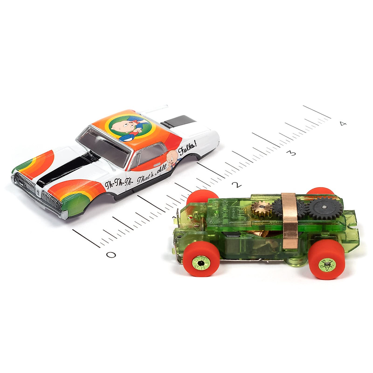 Auto World Thunderjet R33 Looney Tunes Porky Pig - 1968 Mercury Cougar HO Scale Slot Car