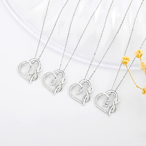 925 Sterling Silver Heart Necklaces for Women, Silver Infinity Necklace Anniversary Birthday Christmas Gifts for Women Mom Wife Girlfriend Ideas Womens Jewelry Initial V Necklace Valentine's Day Gifts