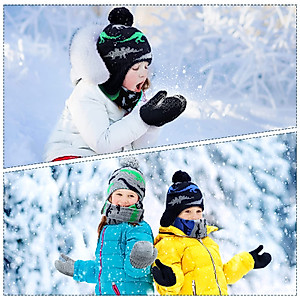 12 Pieces Baby Boy Hat Scarf Mittens Set Toddler Winter Warm Hat Knitted Beanie Gloves for Boys (Medium)