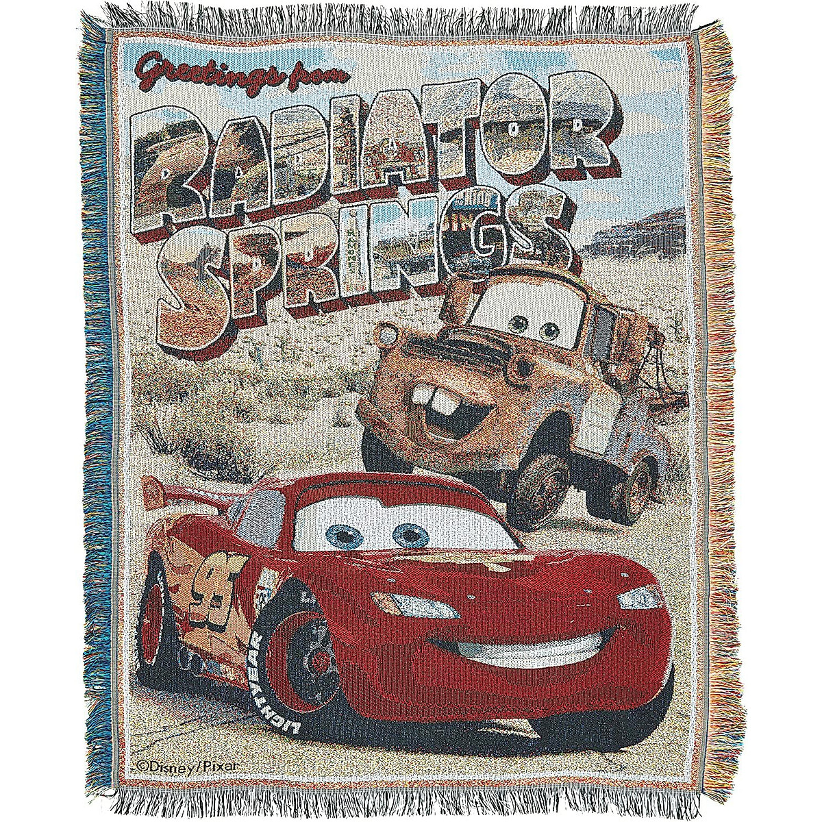 Disney-Pixar's Cars, "Greetings from Radiator Springs" Woven Tapestry Throw Blanket, 48" x 60", Multi Color