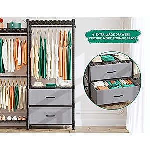 REIBII Clothes Rack,Clothes Racks for Hanging Clothes Rack Heavy Duty Clothing Rack Load 620LBS Clothing Racks for Hanging Clothes Adjustable Portable Garment Rack Free Standing Wardrobe Closet