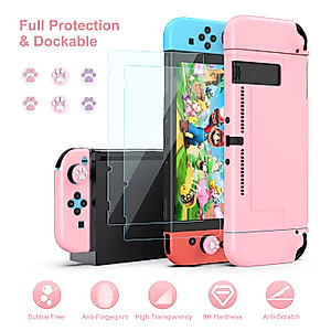 innoAura Switch Case for NS Switch 19 in 1 Switch Accessories Bundle with Switch Carrying Case, Switch Game Case, Switch Screen Protector, Switch Stand, Switch Thumb Grips (Pink)