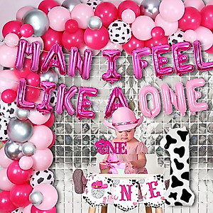 Wonmelody Western Cowgirl 1st Birthday Decorations Disco Man I Feel Like I'M One Birthday Decor Disco Cowgirl 1st Birthday Garland Kit High Chair Banner Curtains Cake Topper for My First Rodeo Party