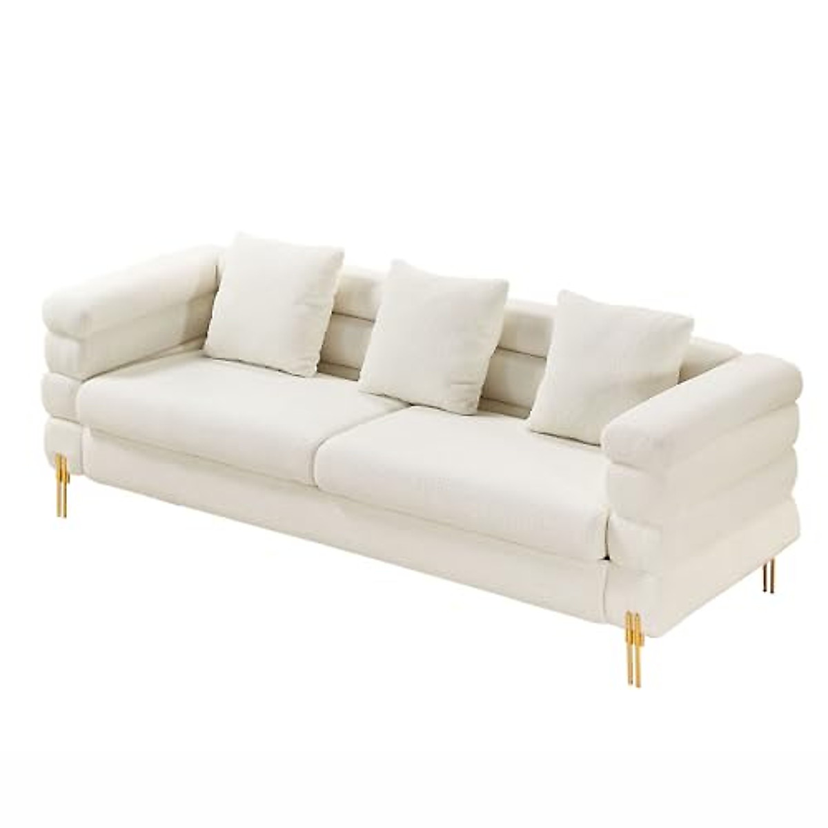 VanAcc Modern Sofa Couch, 24''Extra Deep Seat Sectional Sofa for Living Room, 85 inch Oversized Sofa, 3 Seat Sofa,White