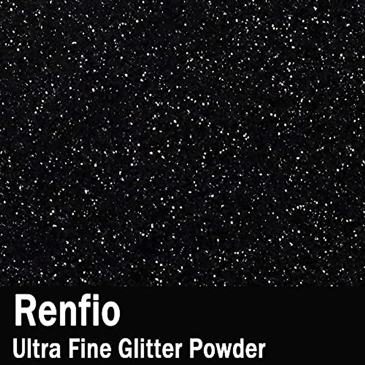 Renfio Ultra Fine Glitter Powder Metallic Resin Glitter 1.75 Oz (50g) PET Flakes Crafts Sequins 1/128" 0.008" 0.2mm Epoxy Chips Flakes for Tumblers Slime Decoration - Deep Black