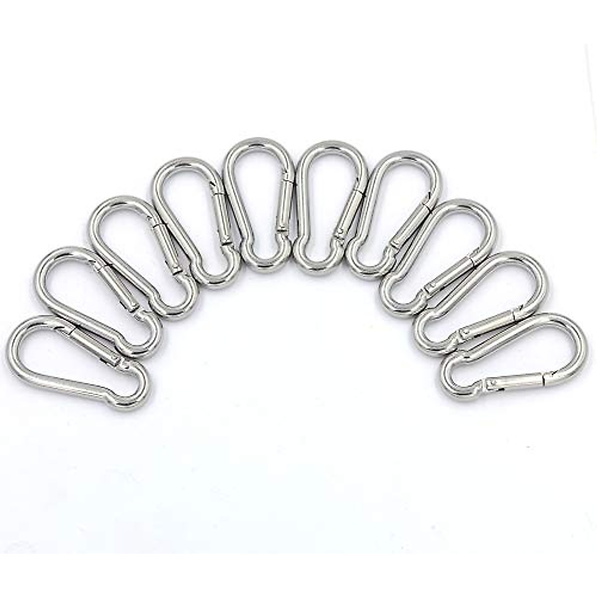 DGOL 10pcs 304 Stainless Steel Carabiner Snap Spring Hook Outdoor D Ring Chain Quick Link Lock Fastner Size 2"*1" Loading 195 lbs