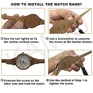 KAMIU Women's 8mm Watch Band Genuine Calf Leather Replacement Straps Watch Strap for Fossil ES3148 ES4119 ES4176 ES3262 ES3077 (Coffee - Golden Buckle)