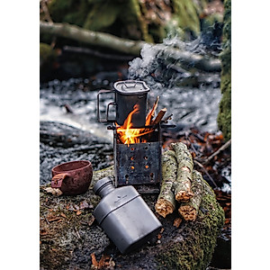 Boundless Voyage Titanium Military Canteen Cups Set Outdoor Camping Hiking Water Bottle Bowl Cooking Set Mess Kit (Ti15158B (Canteen+2cups set))