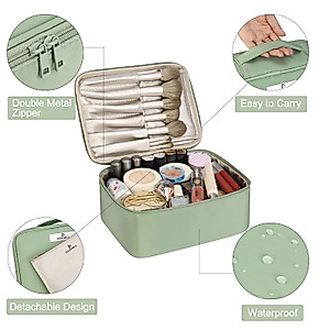 Pocmimut Makeup Bag,Cosmetic Bag for Women Travel Make Up Bag with Brush Compartment for Women(Green)