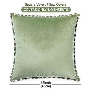 GAWAMAY Velvet Farmhouse Spring Pillow Covers 18x18 Set of 2,Decorative Green Throw Pillows with Chenille Thread Edge,Square Boho Couch Pillows for Living Room Sofa Couch Beding(45x45cm) Burgundy Red