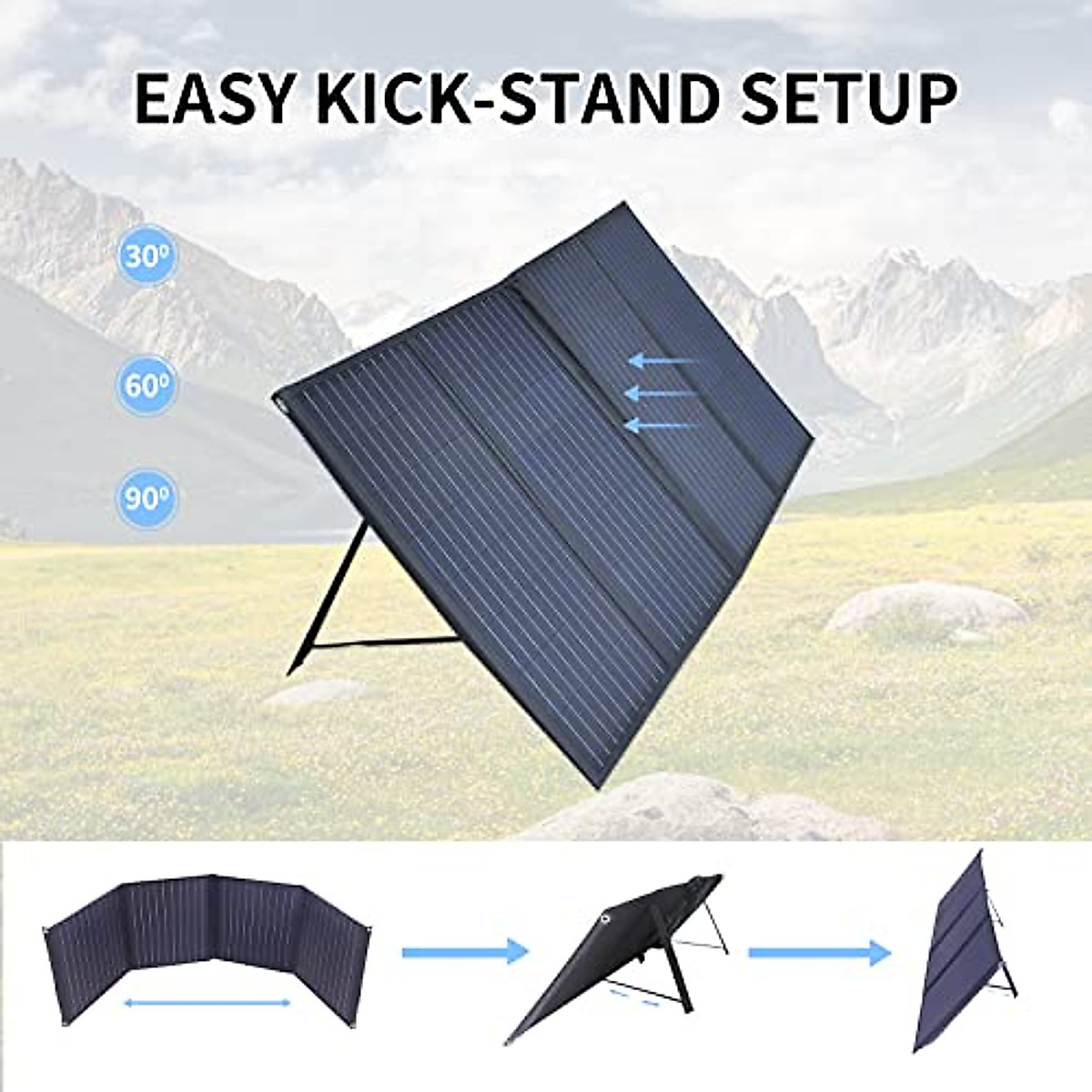 100W Portable Solar Panels with Kickstand, Foldable Solar Panel Charger ...