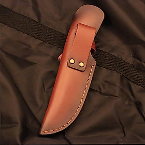 Leather Knife Sheath with Belt Loop, Leather Knife Holder Portable Knife Case Cover for Hunting Camping Mountaining (Gradient Brown)