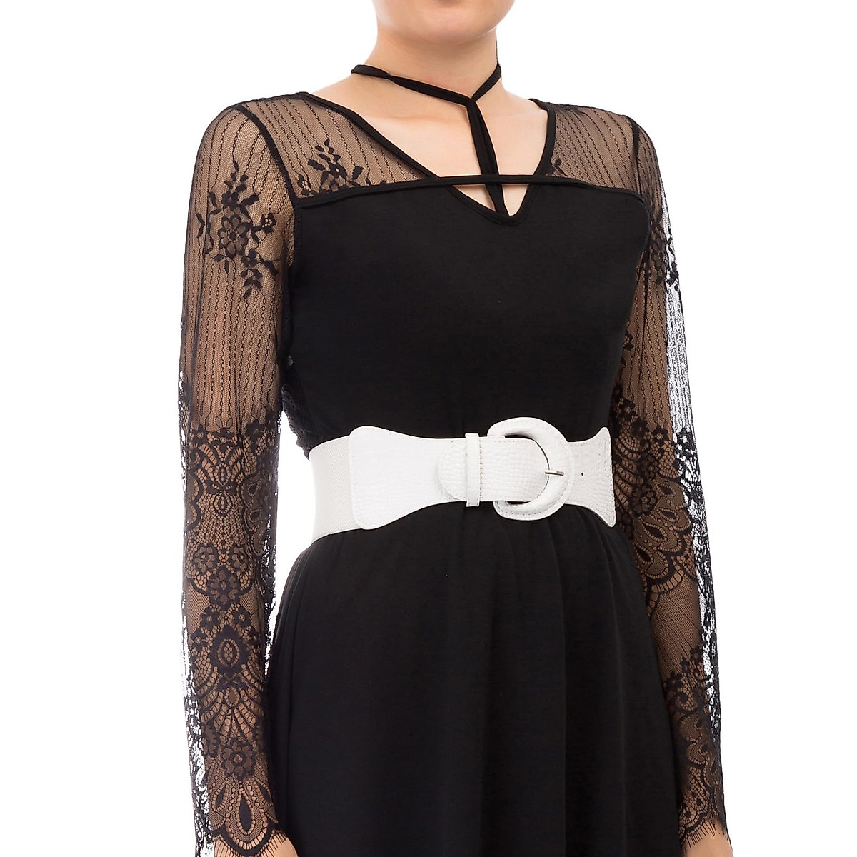 GRACE KARIN 40's Vintage L Buckle Belts Wide Waistband (M,White)