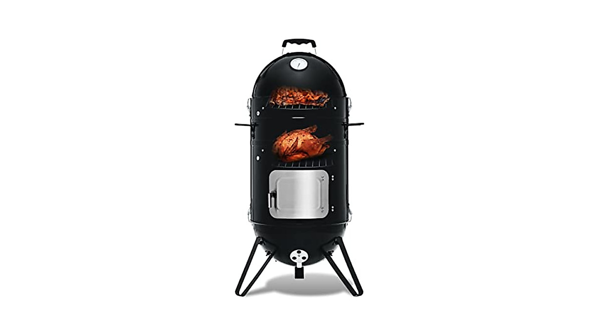 CUE WAY K-1 Vertical Charcoal Smoker Combo - 14-inch