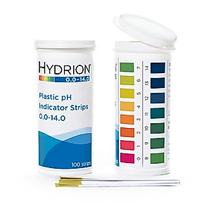 Hydrion (9800) Spectral 0-14 Plastic pH Strips 100 ct Vial with Flip top 6pk