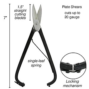 The Beadsmith Metal Plate Shears – 7 inches (178mm) – Steel Blades – Comfort Grip with Single-Leaf Spring Handle – Tool for Cutting Stamping Blanks, Sheet Metal (Up to 20 gauge) and Craft Wire