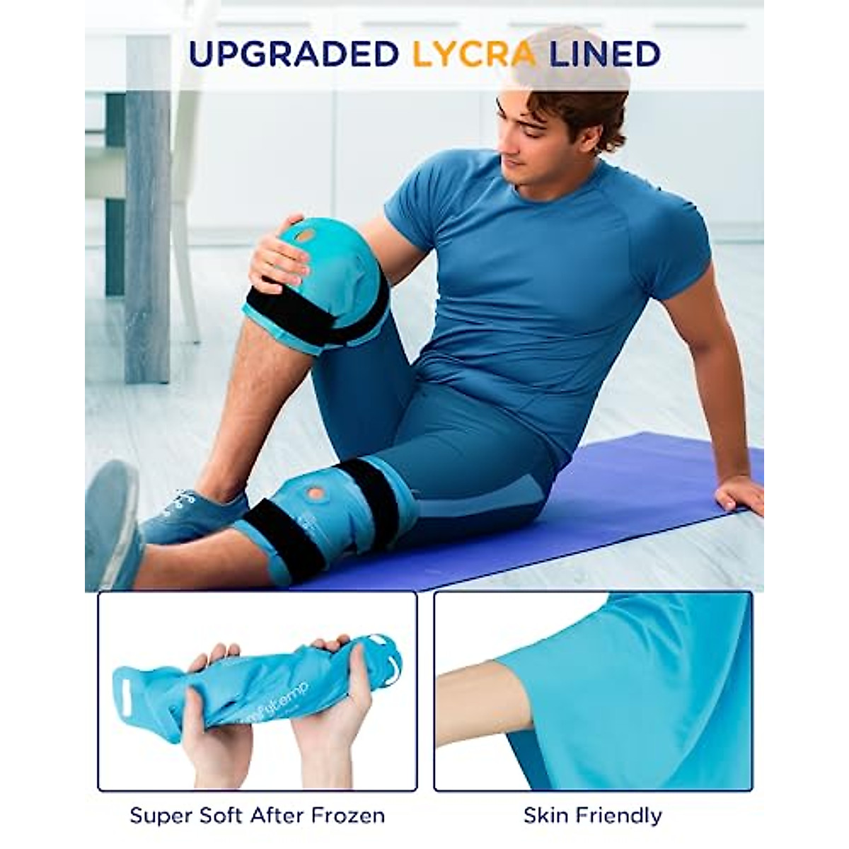 Comfytemp Large Knee Ice Pack Wrap, 2 Packs, XL Ice Pack for Knee Injuries Reusable, Gel Cold Packs Around Entire Knee After Surgery, Cold Compress for Pain Relief, Knee Replacement, FSA HSA Eligible