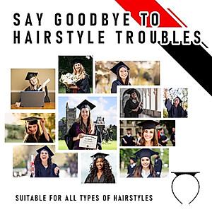 KHG Graduation Cap Headband, Grad Cap Headband Insert, Secure Holder Accessory for Graduation Cap and Hairstyles, Essential Gift for Graduates, Fixed