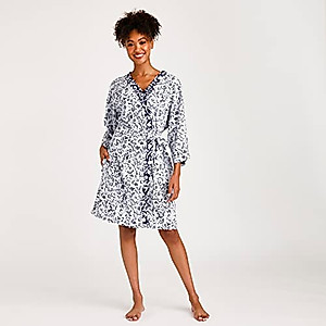 Vera Bradley Women's Cozy Knit Robe (Extended Size Range), Perennials Misty Surf, Small - Medium