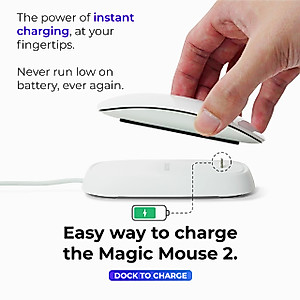 Ascrono - Charging Station Compatible with Apple Magic Mouse 2 - White - Perfect Accessories | Usable As Charging Dock, Stand & Charger | Includes 5ft (1.5m) USB-A Cable