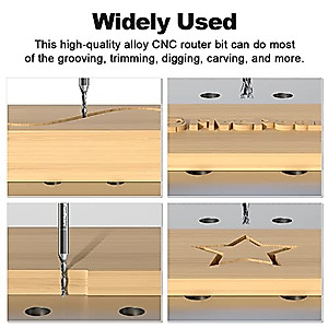 FivePears Up&Down Cut Compression Spiral Router Bit for CNC, 1/8 inch Cutting Diameter and 3/4 inch Cutting Length 1/4 in Shank Carbide End Mill Router Bit for Wood Carving Engraving Grinding Grooving