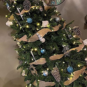 GEDLIRE Christmas Burlap Ribbon Wired, 2.5 inch 50 Yards Natural Jute Christmas Tree Brown Ribbons, Fabric Ribbon Rolls for Gift Wrapping, DIY Crafts, Big Bow, Wreath, Wedding Party Home Decorations