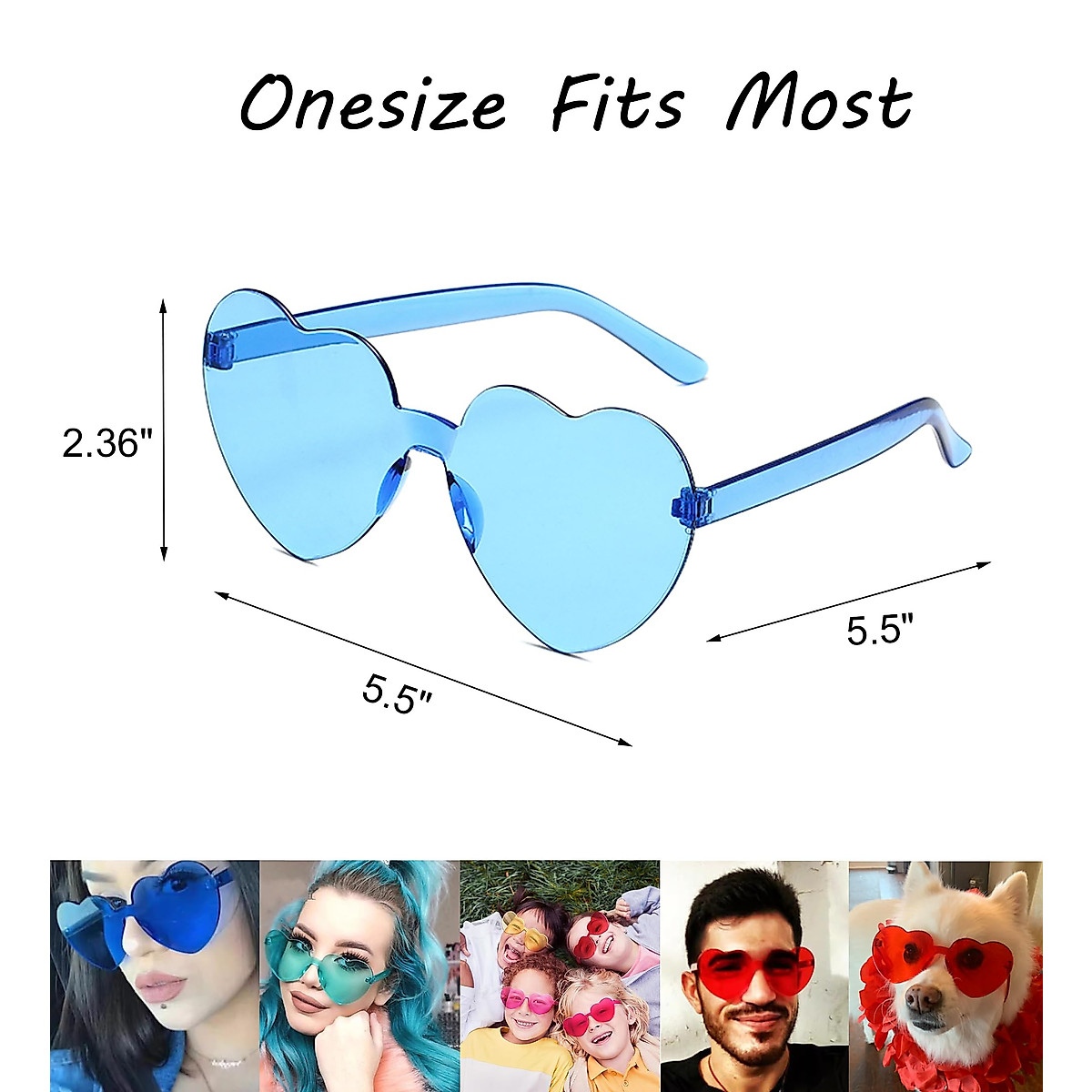 KICOFIT Sunglasses Women Girls Halloween 80s Neon Accessories Party Favor Heart Shape Candy Lover Outfit (12, Multi-color)