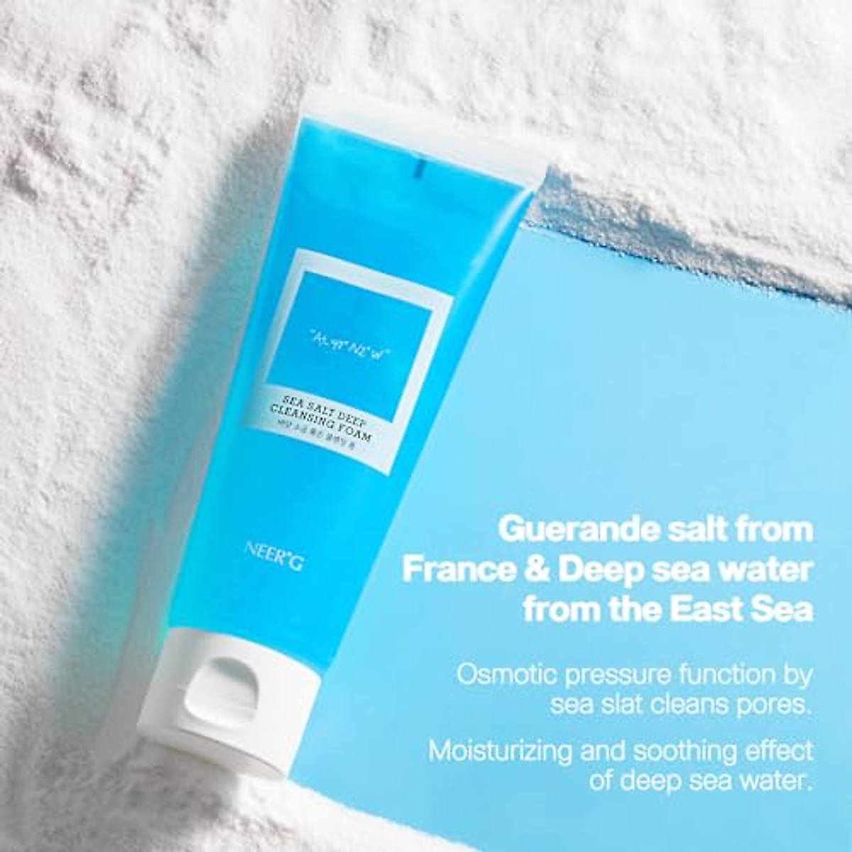 NEER°G Sea Salt Deep Cleansing Foam 4 Fl Oz (120ml) Guérande Sea Salt pH5.5 Mild Facial Cleanser, Moisturizing Face Wash for Normal to Sensitive Skin