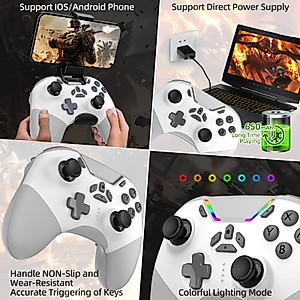 Bluetooth Controller for Switch/PC/iPhone/Android/Apple Arcade MFi Games/TV/Steam, Pro Wireless Game Controller Remote Gamepad with Phone Clip with Lock Speed/6-Axis Gyro/Dual Motors/Turbo/Switch Key