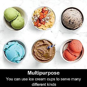 SEVEMIL Ice Cream Pints Containers, 4 Pack 24oz Cups Replacement for Ninja Deluxe Pints and Lids Compatible with NC501 NC500 Series Ice Cream Maker, Dishwasher Safe & Leak Proof Lids