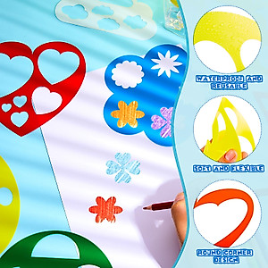 12 Pieces Geometric Stencils Template Set for Kids Children Simple Drawing Stencils Colorful Art Painting Template for Toddlers Preschooler Learning Tool (Classic, 4.9 x 5.1 Inches)