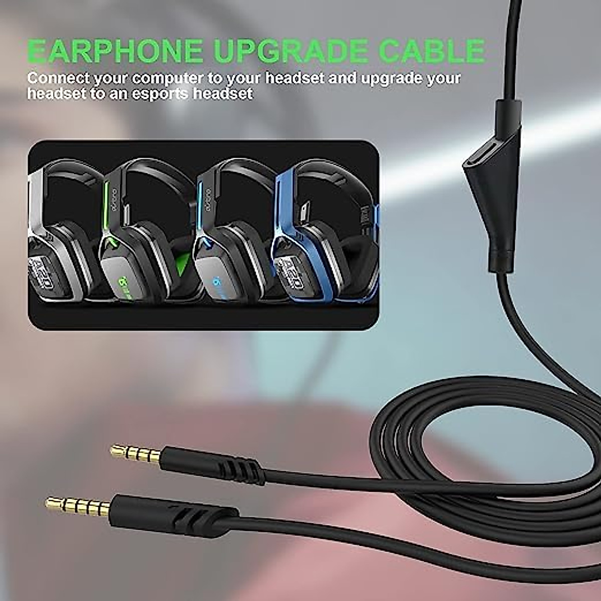 Xivip Replacement A10 Cable Cord with Inline Mute, Audio Gaming Wire Compatible with ps4 A40 & A40TR Headsets Adapter,Headphone Audio Extension Cable (6.5ft,Without Volume Control)
