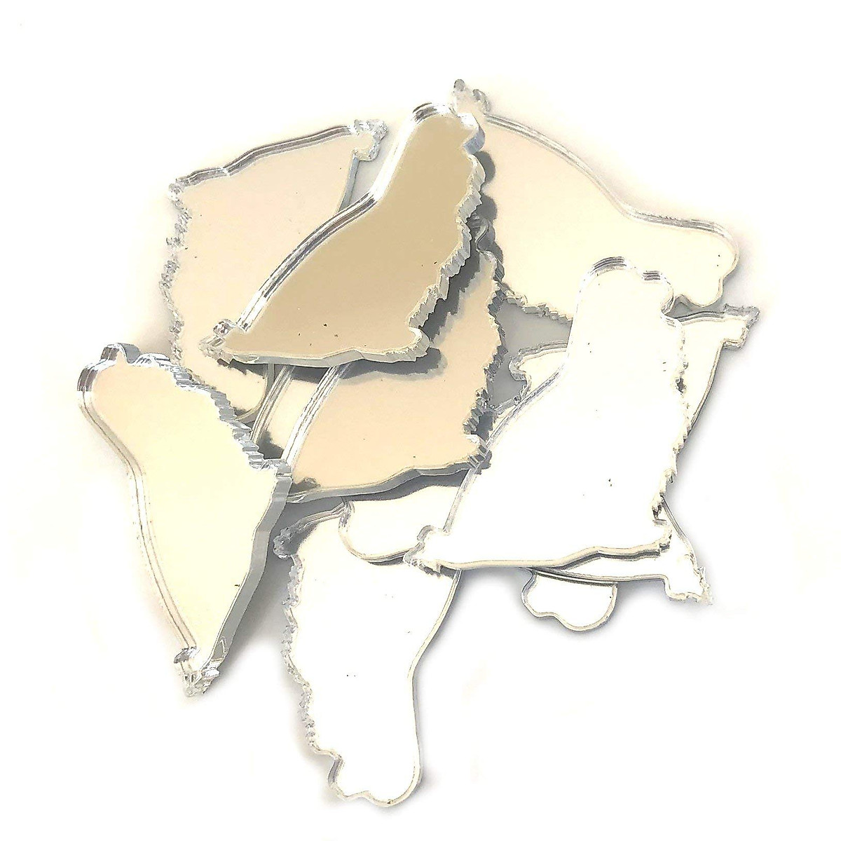 Super Cool Creations King Charles Dog Sitting Shaped Crafting Mirrors, Set of 10, Many Colours, Shatterproof Acrylic, Red, Pack of 10 x 6cm