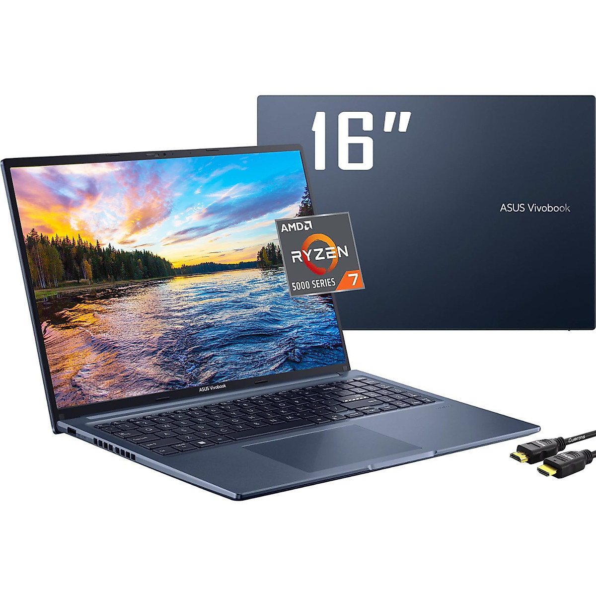 ASUS 2023 Newest Vivobook Slim Laptop, 16" WUXGA Display, 8-Core AMD Ryzen 7 5800HS (Beats i7-1195G7), AMD Radeon Graphics, WiFi 6, Chiclet Keyboard, Windows 11 Home(40GB|2TB SSD)