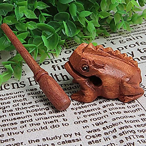 Acxico 1Pcs Thailand Craft Wooden Lucky Frog Croaking Musical Instrument Home Office Decor