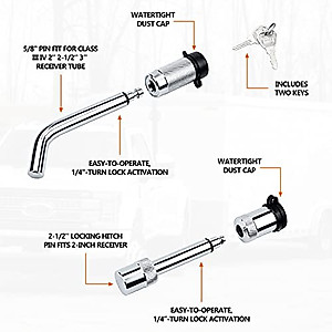 Cenipar Trailer Hitch Lock Set 5/8 Inch, 1/2 Inch Hitch Dog Bone Pin Lock Trailer Coupler Lock and Universal Coupler Lock Fits Class III IV Hitches Towing Locks