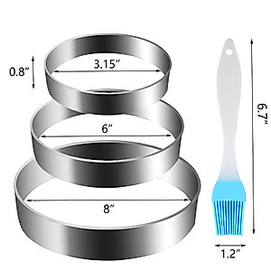 Stainless Steel Cooking Rings Molds 3.15”Egg Ring 6”Pancake Ring 8”Omelet Ring Nonstick Cooking Rings Egg Cooking Rings for Griddle Frying Eggs Pancake Omelette Muffins Sandwiches Waffles Breakfast